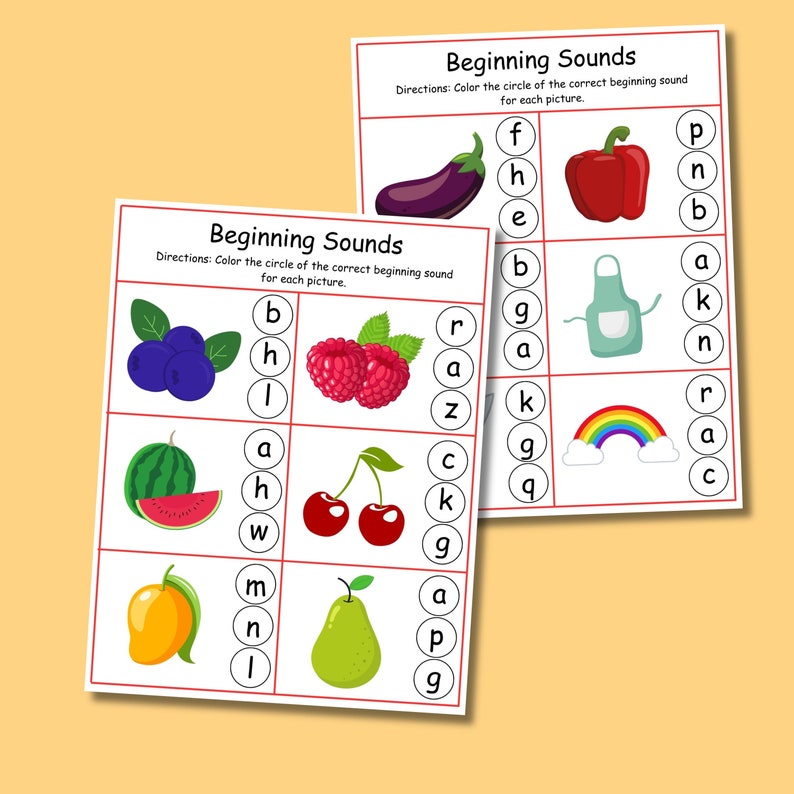 Beginning Sounds Worksheets, Preschool-1st Grade Phonics and Literacy ...