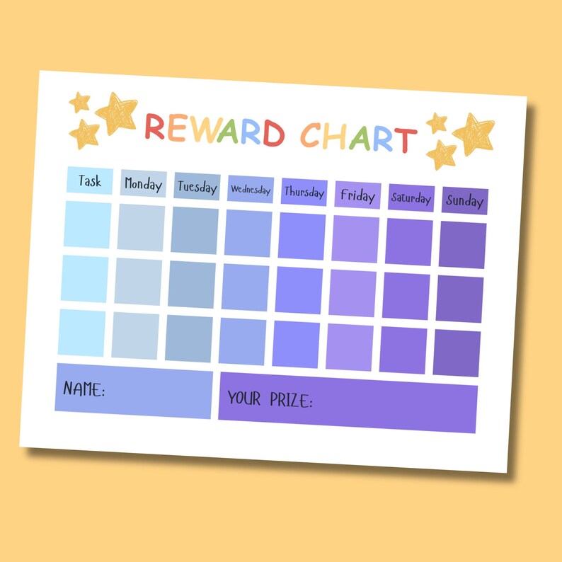 Toddler Reward Chart, Printable Star Behavior Chart, Daily Chore Chart ...