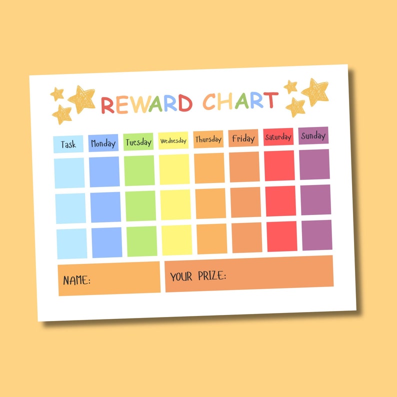 Toddler Reward Chart, Printable Star Behavior Chart, Daily Chore Chart ...