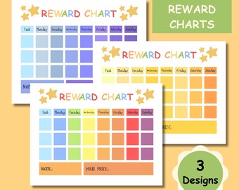 Rainbow Star Reward Chart, Behavior Chart for Kids, Toddler Chore Chart ...