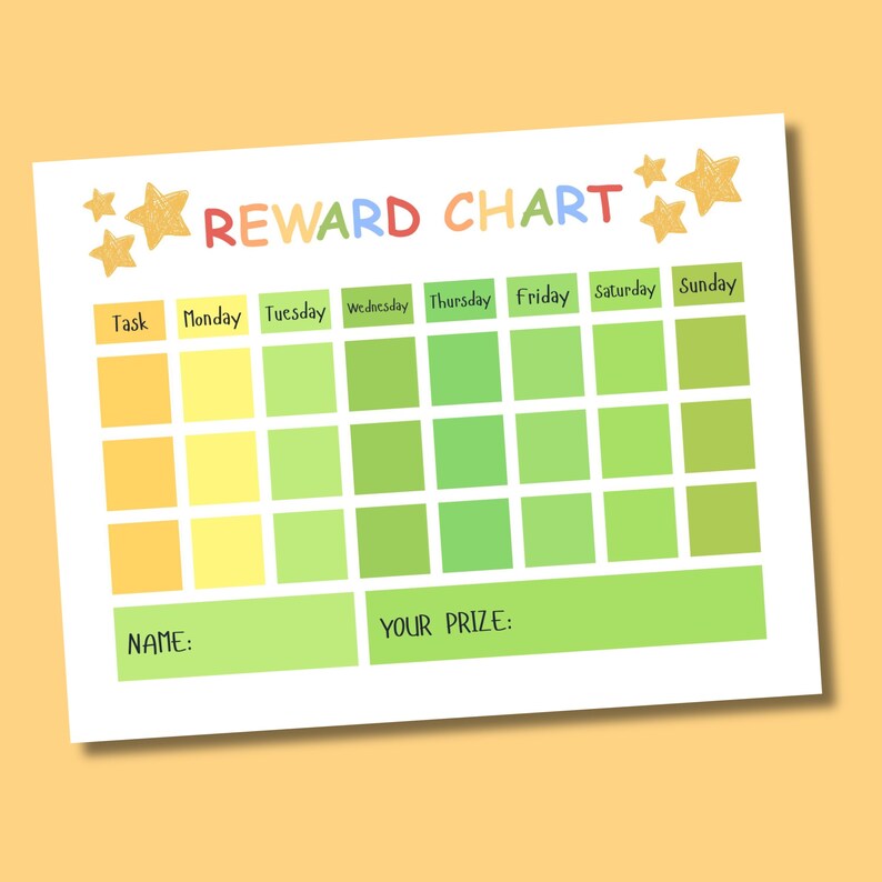 Toddler Reward Chart, Printable Star Behavior Chart, Daily Chore Chart ...