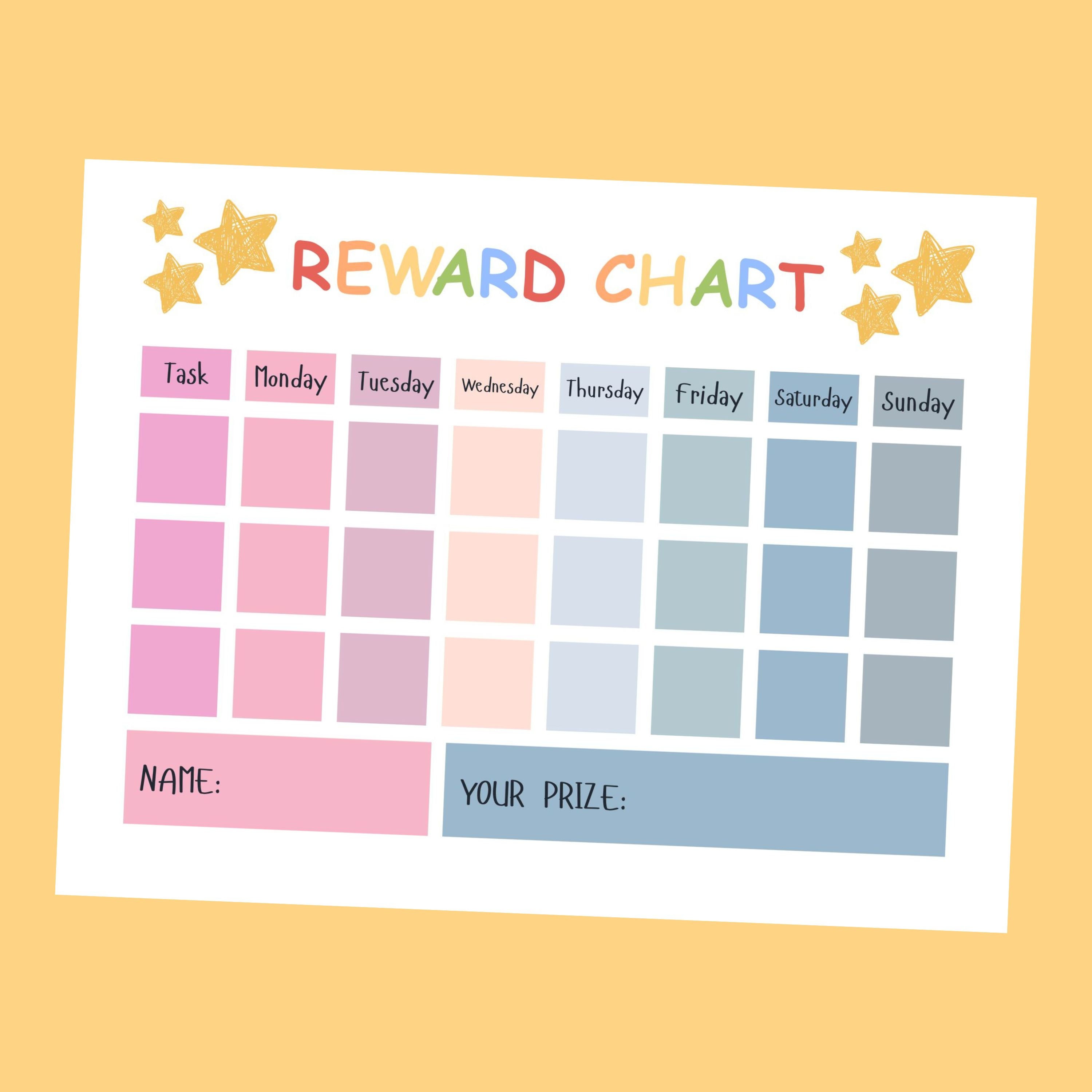 Toddler Reward Chart, Printable Star Behavior Chart, Daily Chore Chart ...