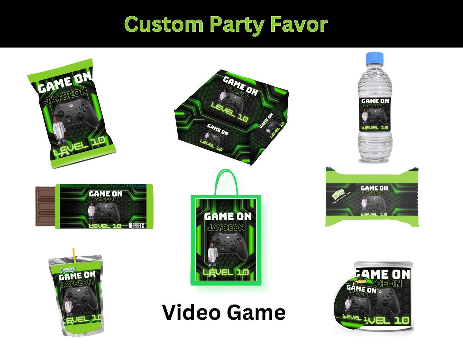 Video Gamer Party Favor Wrappers: Chip Bag, Water Bottle, Candy Labels ...