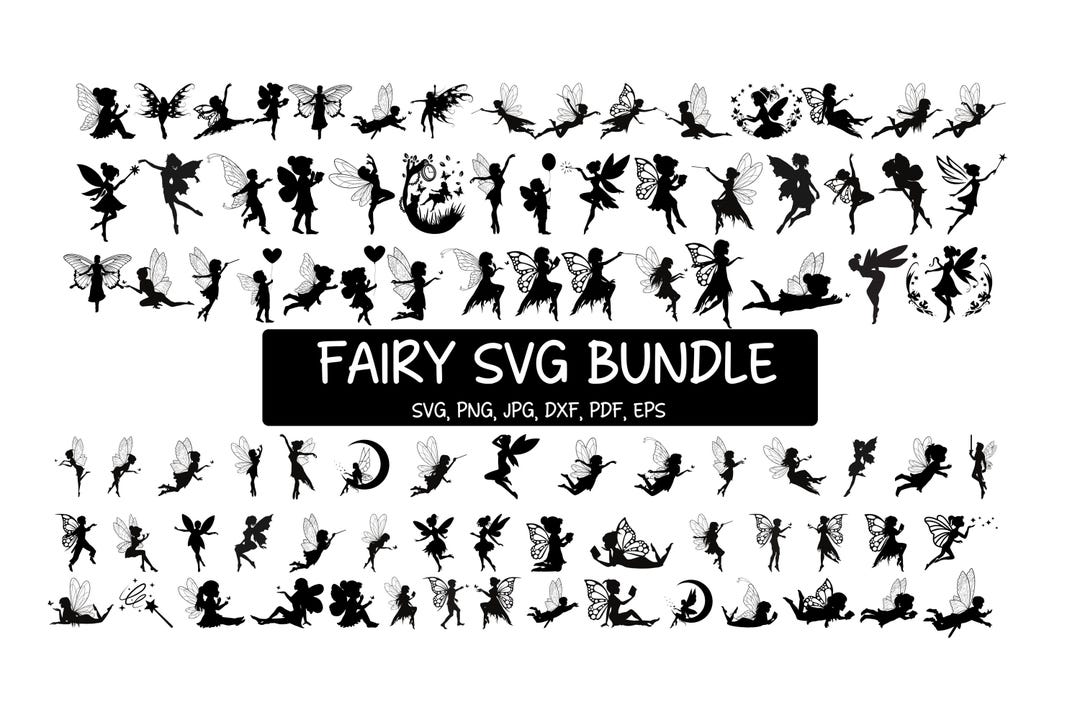 Paquete SVG de silueta de hadas, silueta de hadas svg, imágenes ...