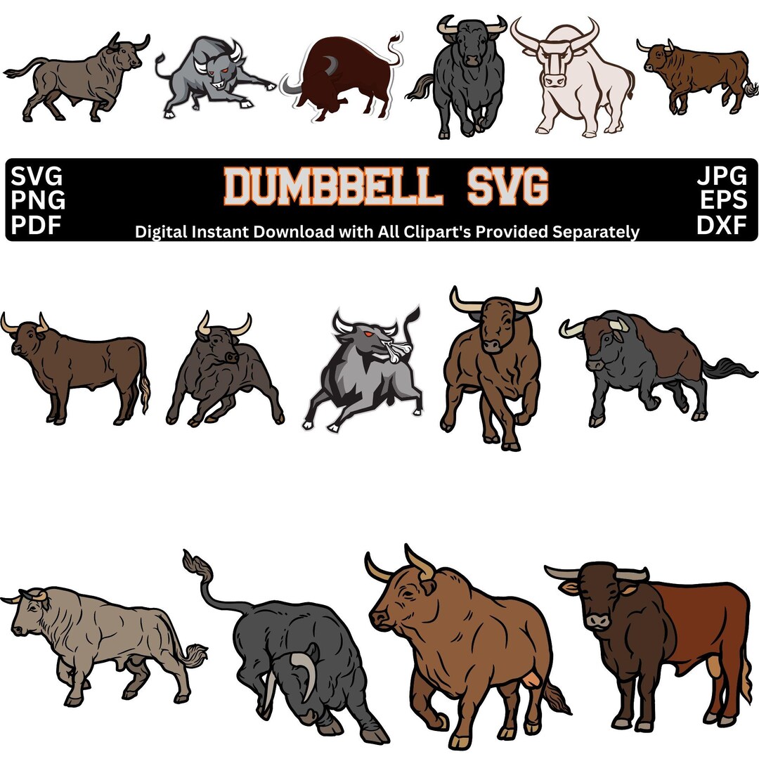 Bull SVG Bundle, Bull Clipart Bundle, Bull Cut Files, Bull Cricut, Bull ...