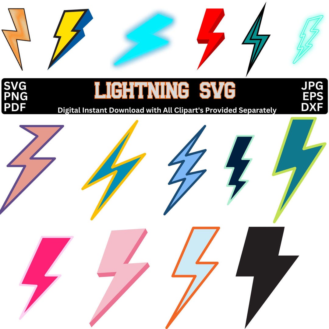Lightning Svg Bundle, Lightning Bolt Svg, Flash Svg, Lightning Clipart ...