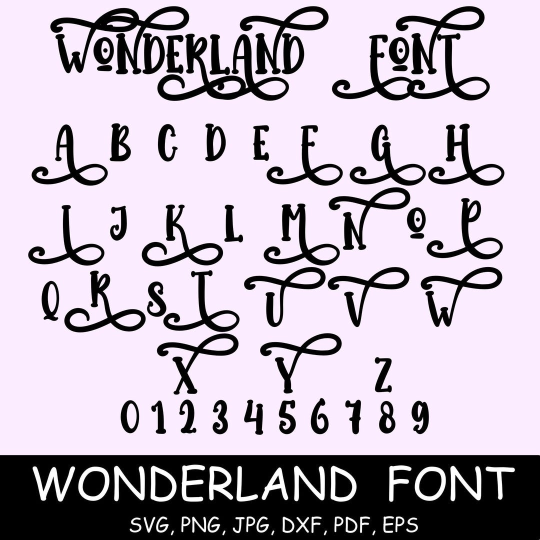 Alice in Wonderland Font SVG, Instant Download, Alice in Wonderland ...
