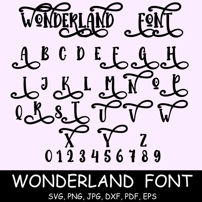 Alice in Wonderland Font SVG, Instant Download, Alice in Wonderland ...
