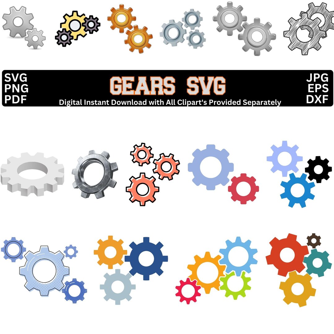 Gears SVG Bundle Cogs and Gears Svg Gears PNG Gears Clipart Metal Gears ...