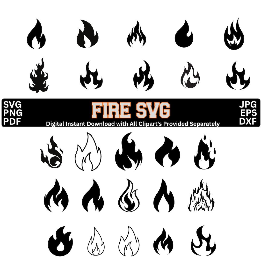 Fire SVG, Flame Svg, Fire Svg Bundle, Fire Clipart, Fire Svg Files ...