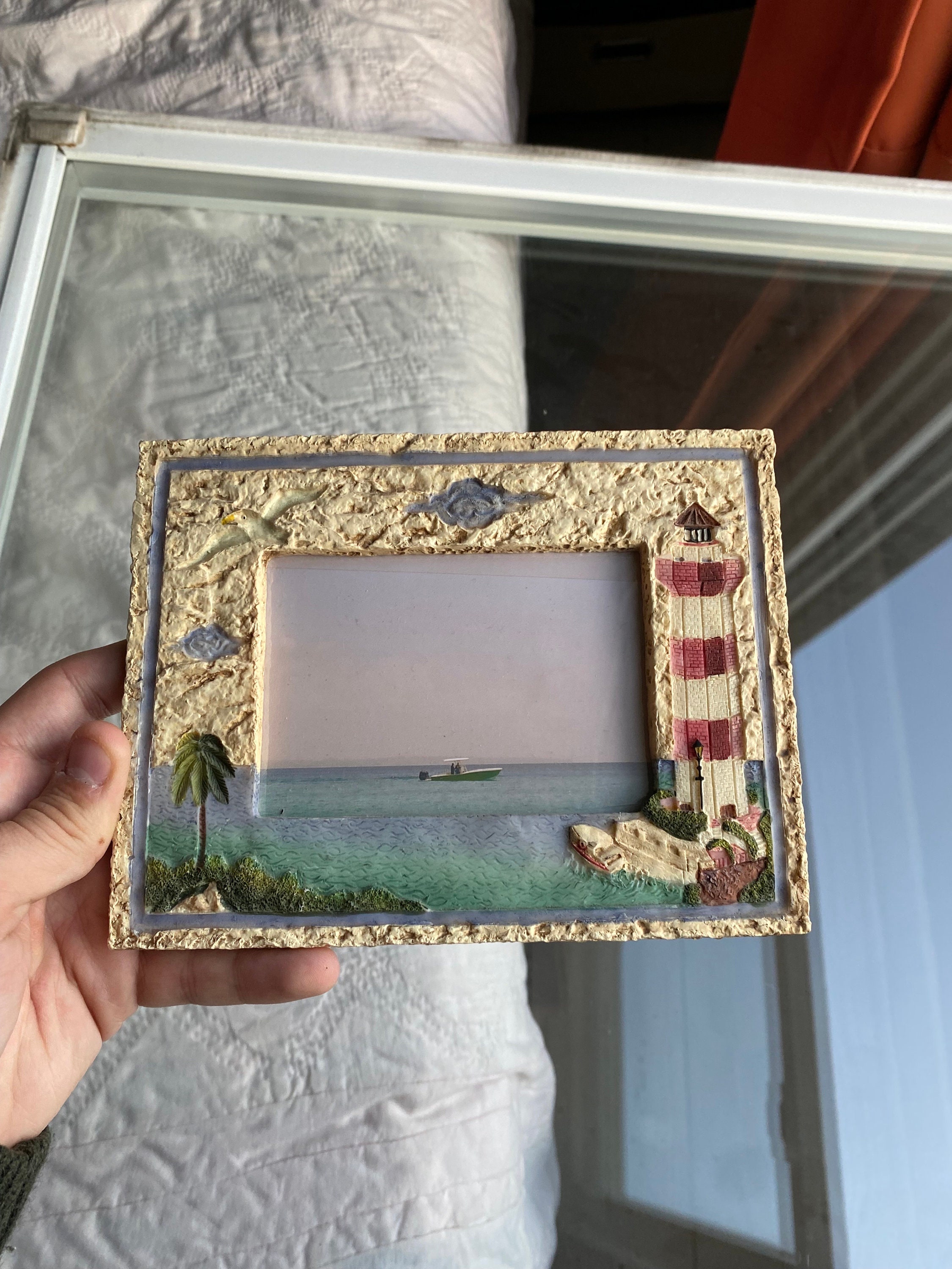 Lighthouse and Boat Pair in Matching Beach House Frames - Etsy