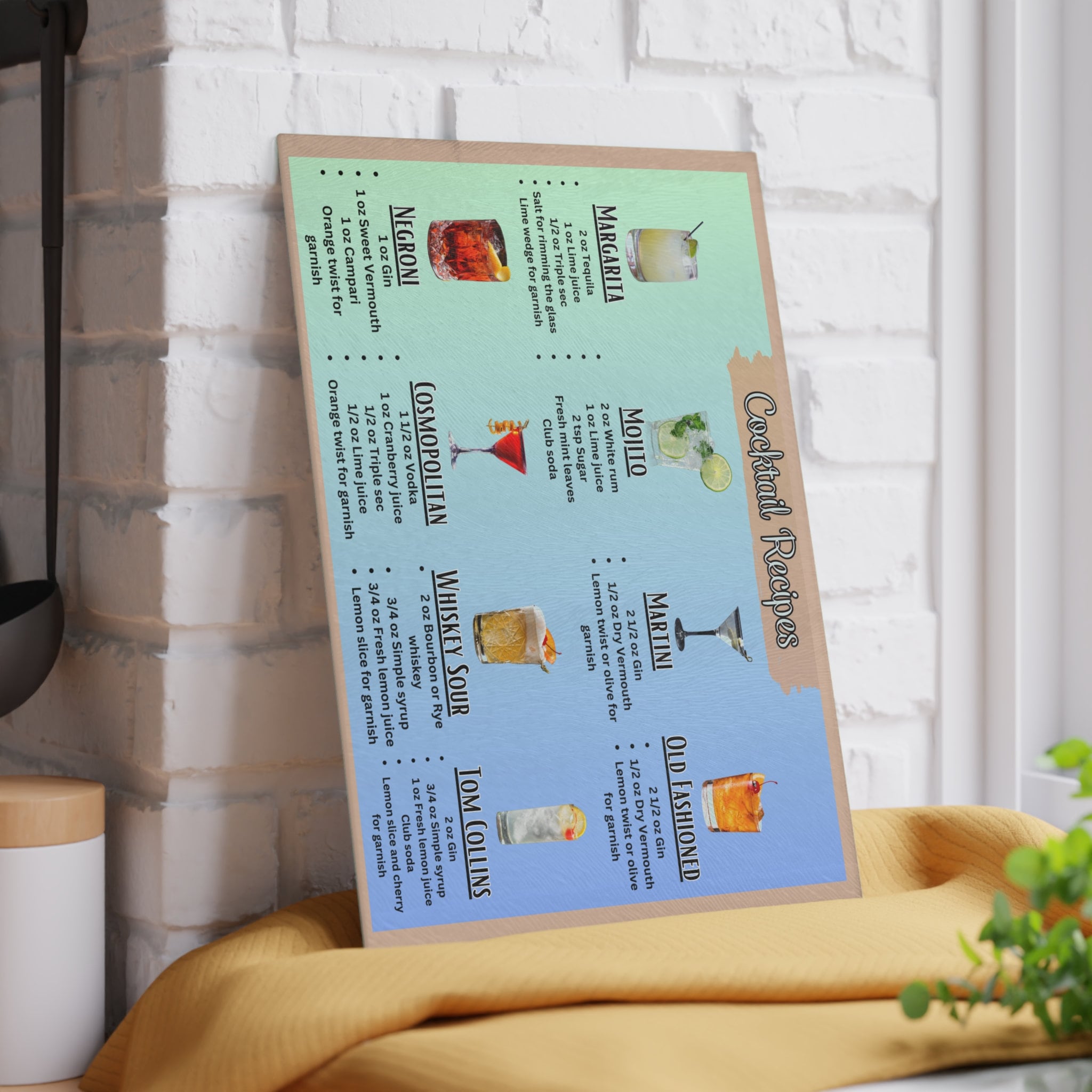 Glass Cocktail Cutting Board,bartending,bar Recipe,mixed Drinks,dicing ...