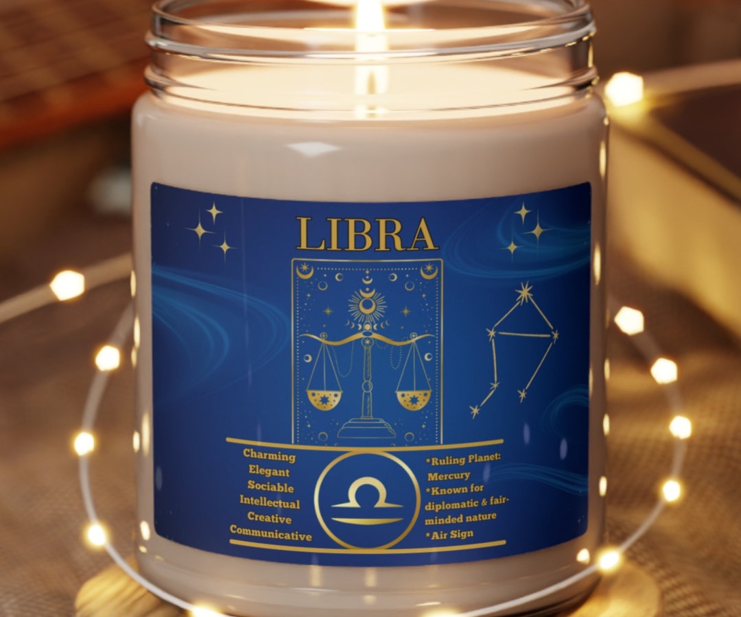 Libra Candle, Non-toxic, Scented, Natural Soy Wax Candle, Zodiac, Star ...