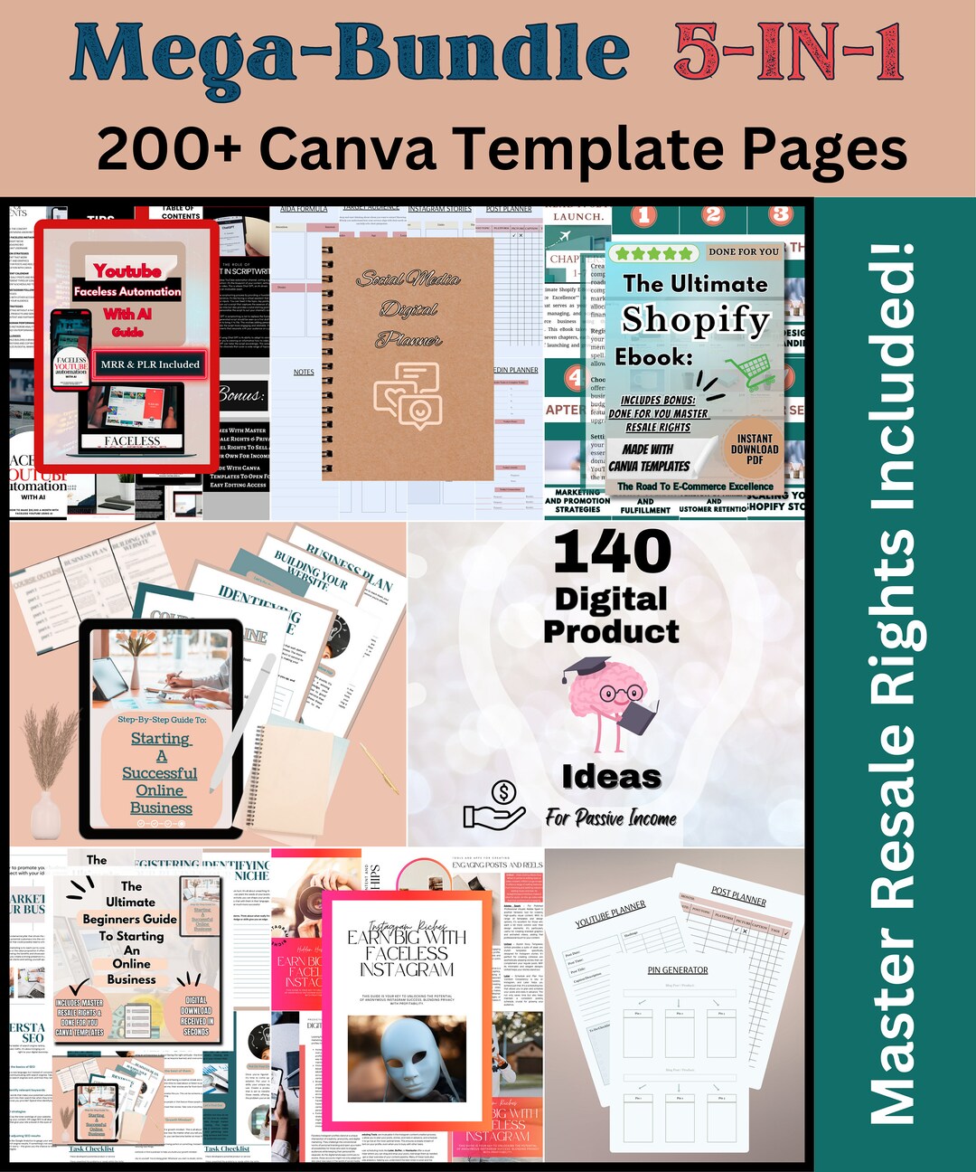 Mega-bundle Pack, Digital Marketing, Faceless Marketing, Guide, Passive ...