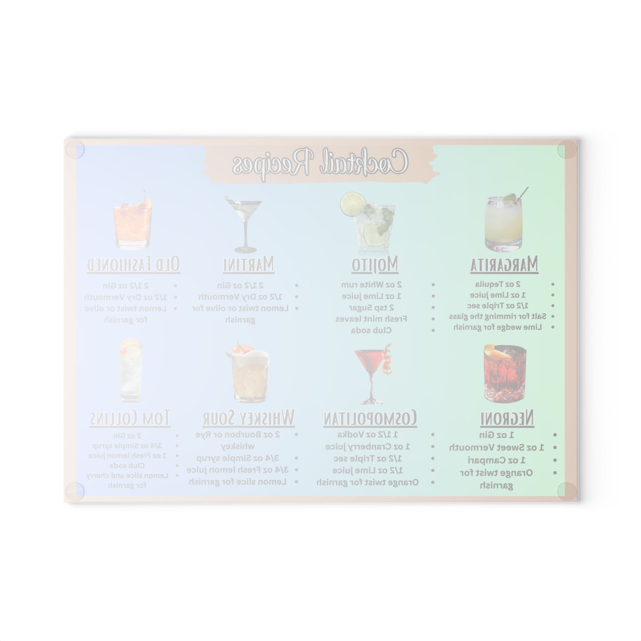 Glass Cocktail Cutting Board,bartending,bar Recipe,mixed Drinks,dicing ...