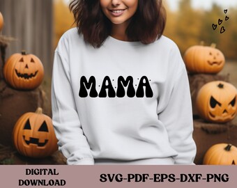Mama Wavy Letters Svg, Mama Png, Mama Stacked Wavy Text, Mama T-shirt ...