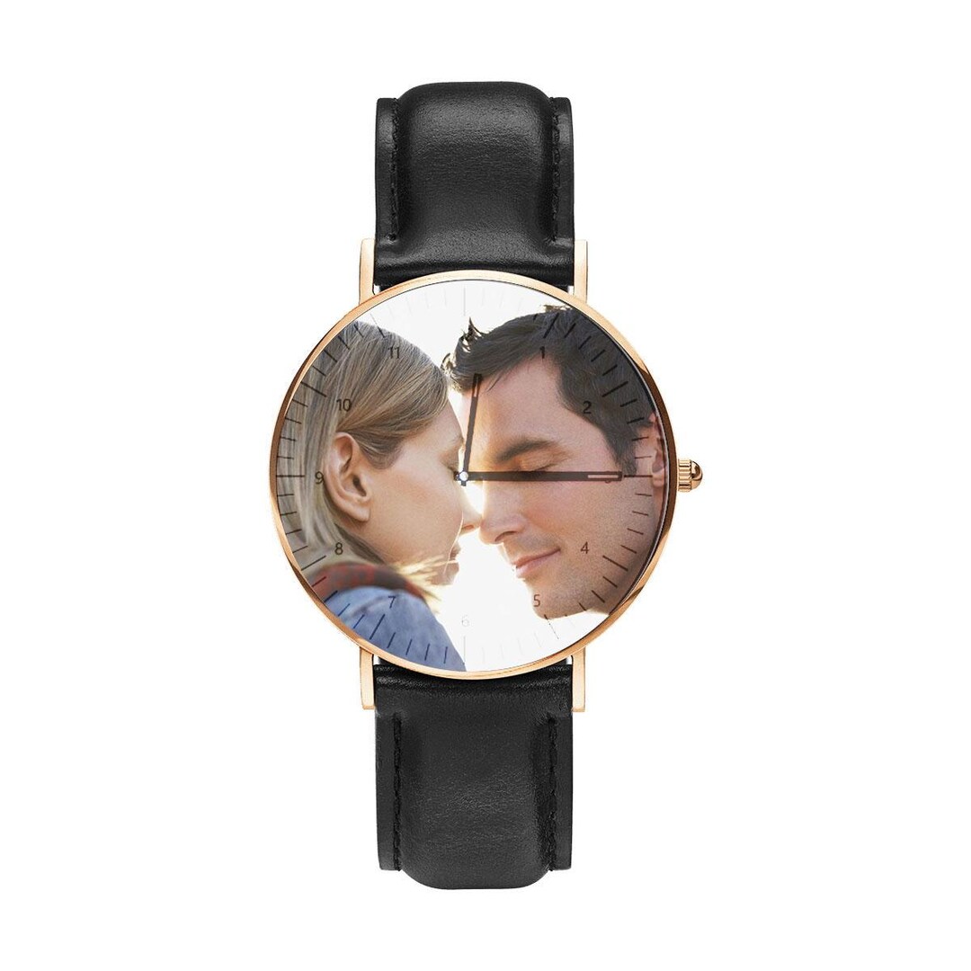 Personalized Watch Engraved Words Photo Wrist Watches Leather Strap ...