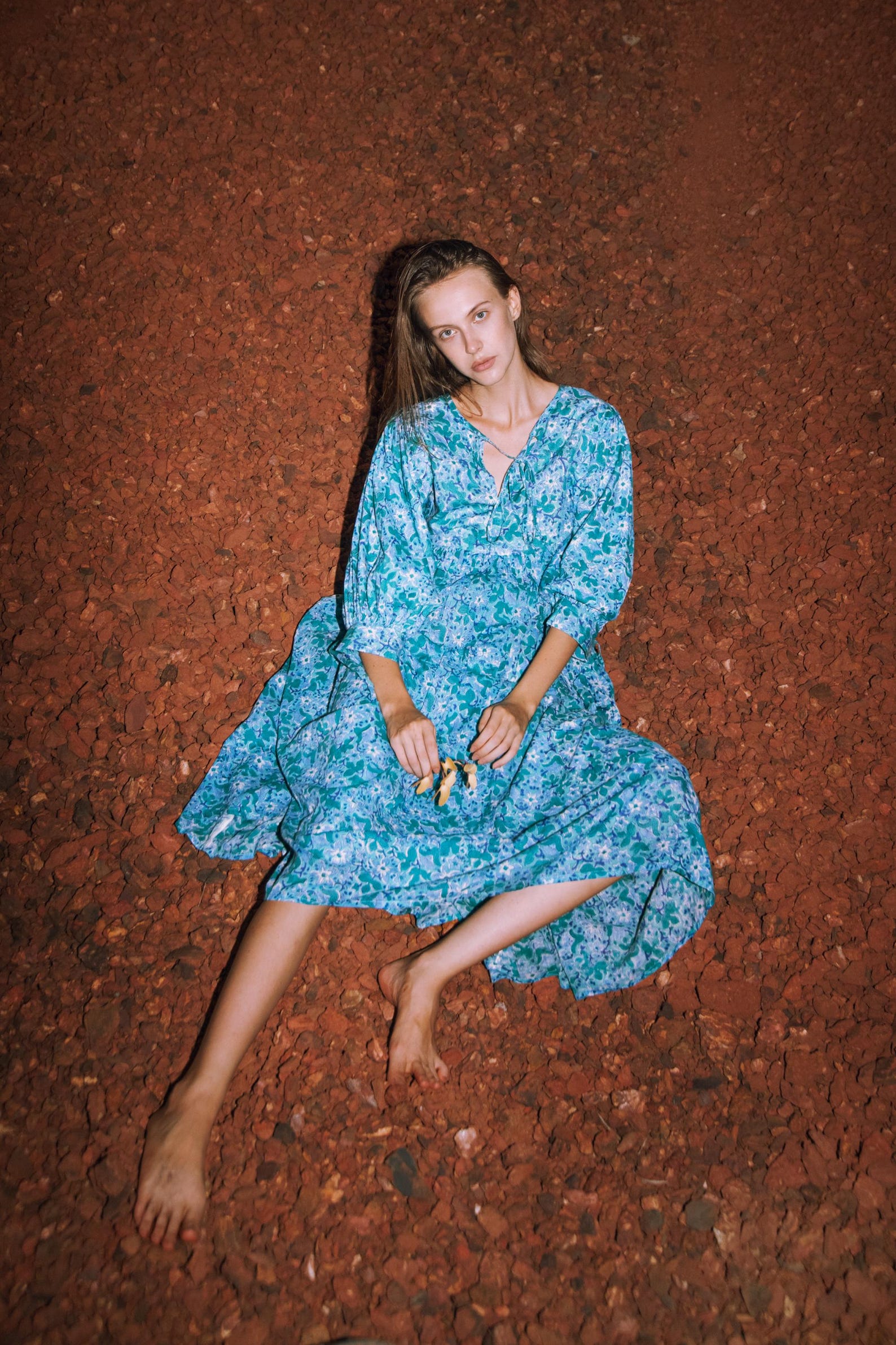 Blue Floral Hand Block Print Kyra Maxi Dress | Bohemian Cotton Dress ...