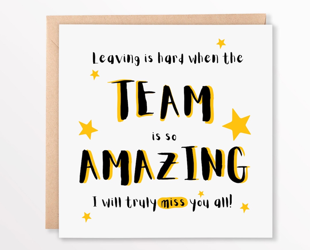 Thank You for Being an Amazing Team- Leaving Card, Goodbye Card ...