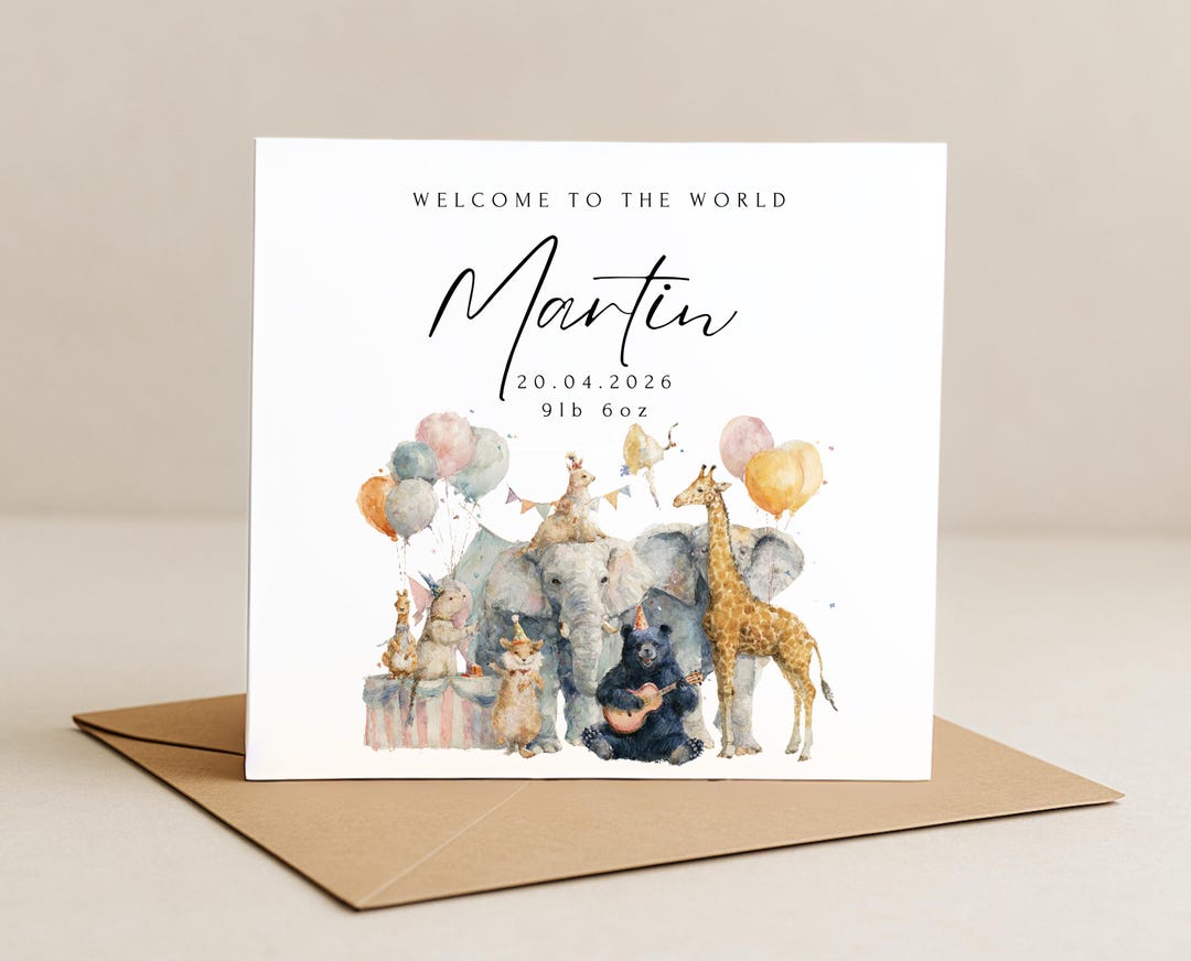 Personalised New Baby Boy Card, Welcome to the World, New Grandson, Son ...