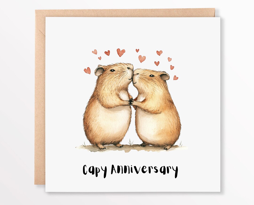 Capy Anniversary Capybara Greeting Cards - Cute Love Fun,modern Animals ...