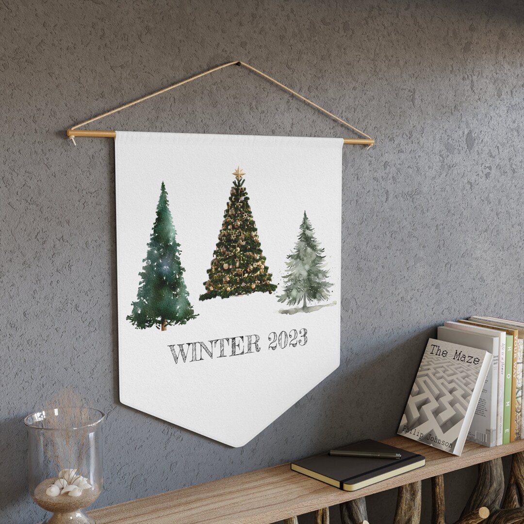 Three Trees Pennant Banner Christmas Pennant Canvas Flag - Etsy