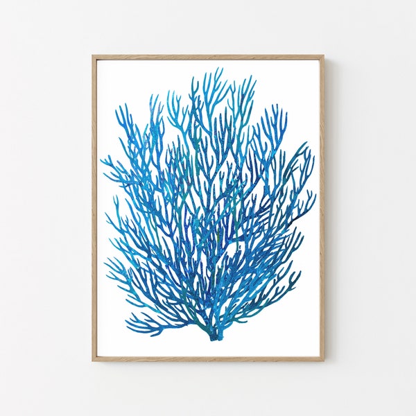Blue Coral Print - Etsy