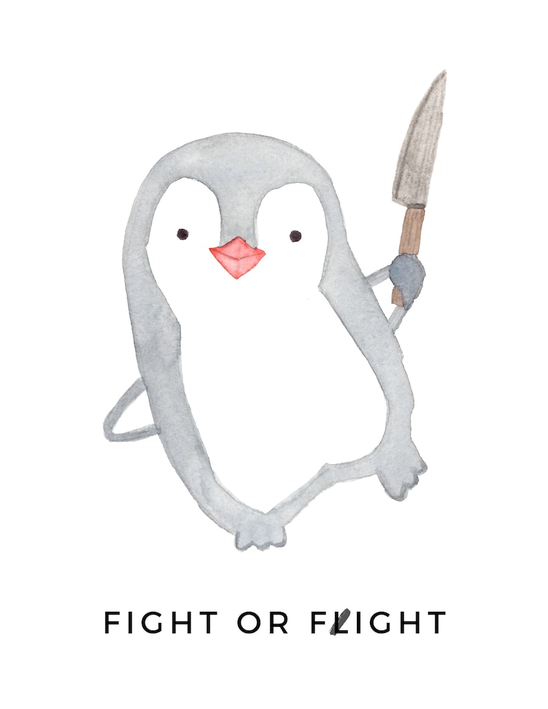 Stabby the Penguin Handpainted Watercolor Digital File/printable Art ...