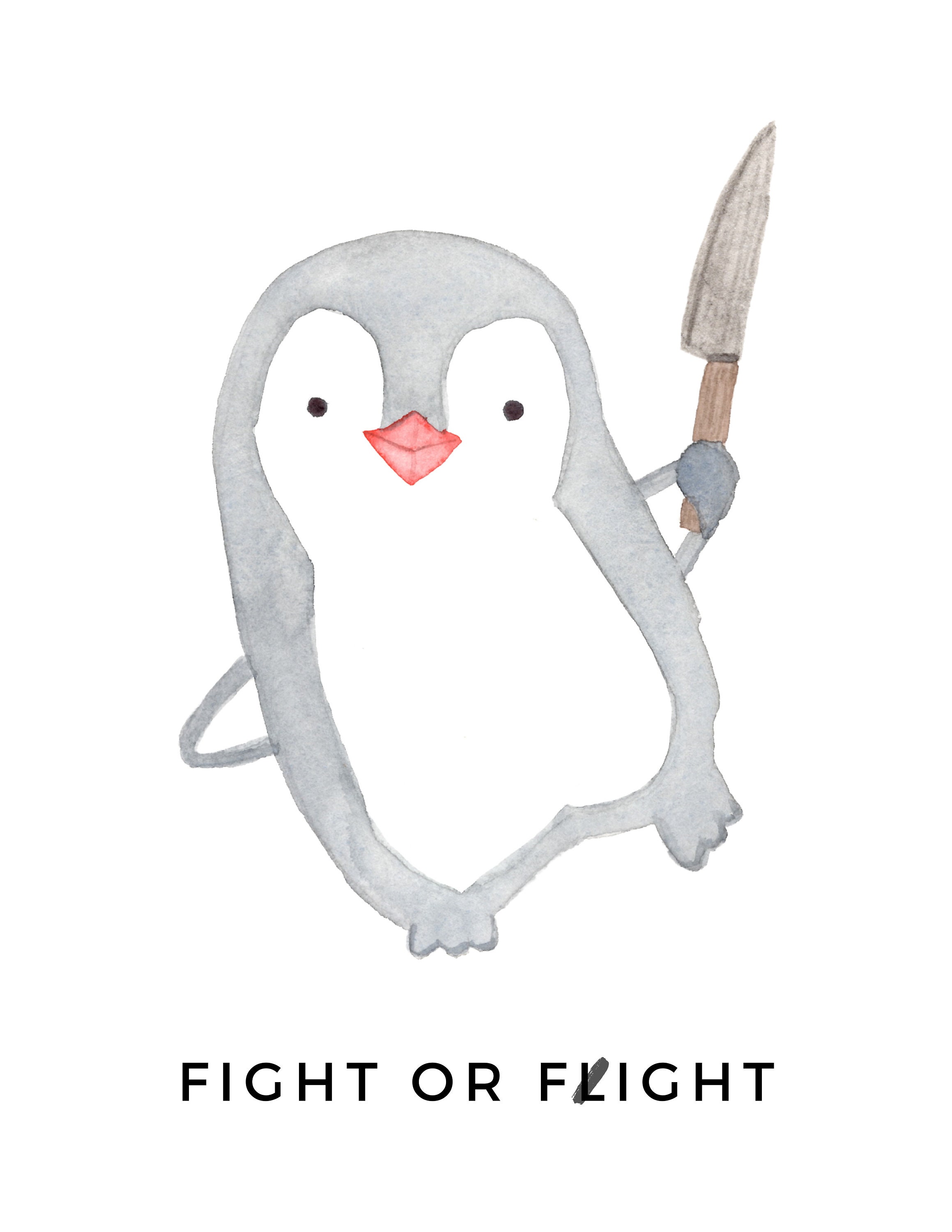 Stabby the Penguin Handpainted Watercolor Digital File/printable Art ...