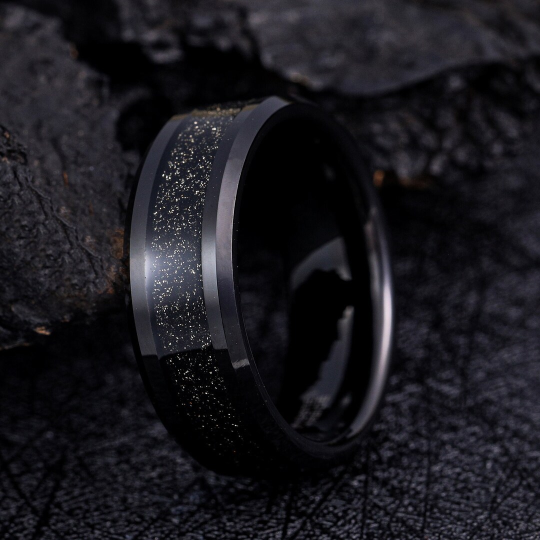 Unisex Nebula Ring/men's Wedding Ring/black Tungsten Engagement Ring ...