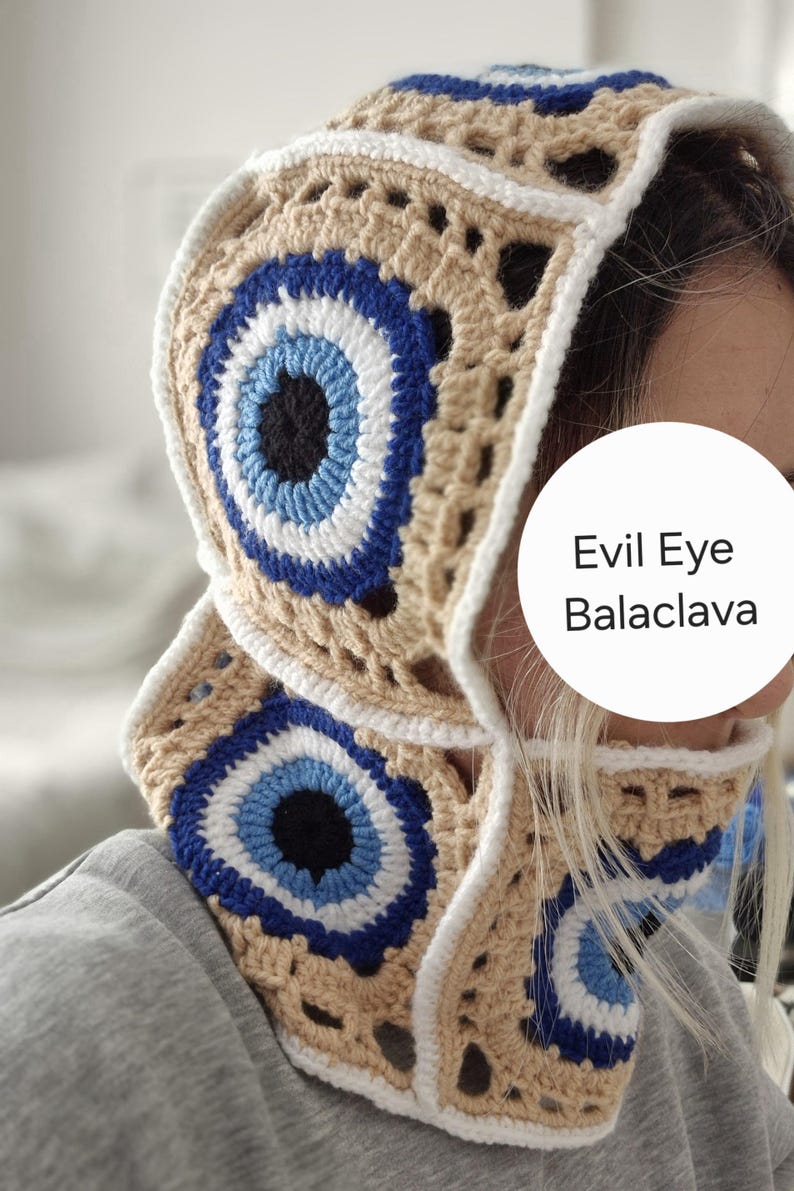 Handmade Evil Eye Crochet Balaclava – Knit Nazar Hood - Etsy
