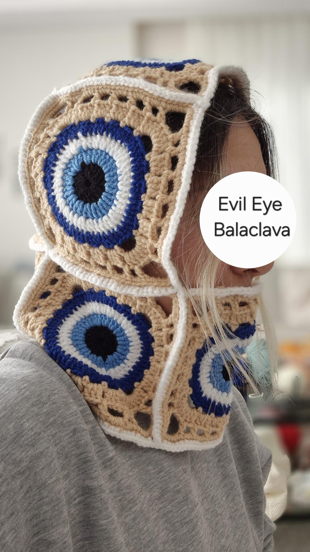 Handmade Evil Eye Crochet Balaclava – Knit Nazar Hood - Etsy
