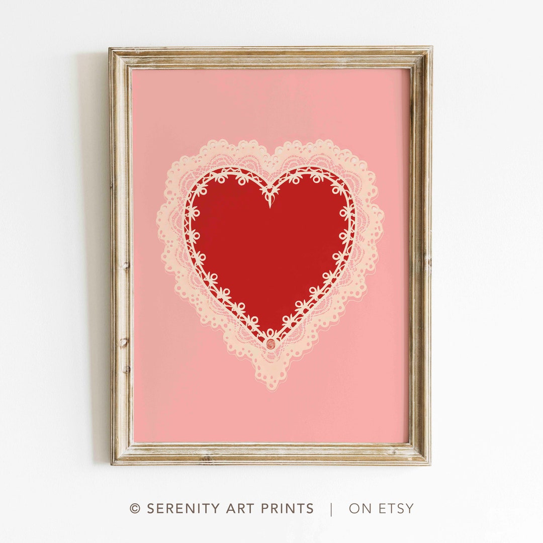 Valentine's Day Heart Doily Print Vintage Valentine's Printable ...