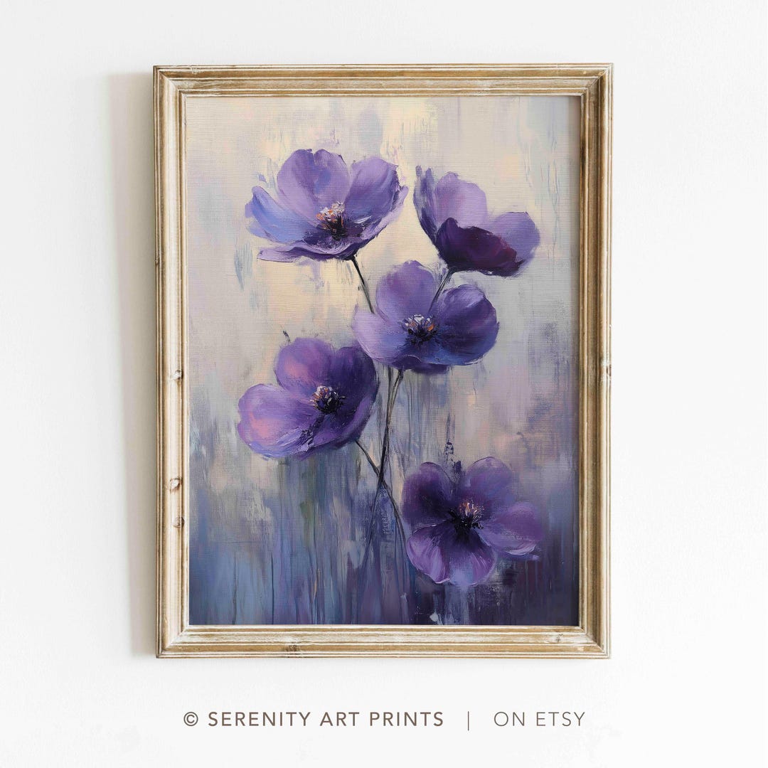 Purple Poppy Print: Impressionist Violet Flower Art (digital Download ...