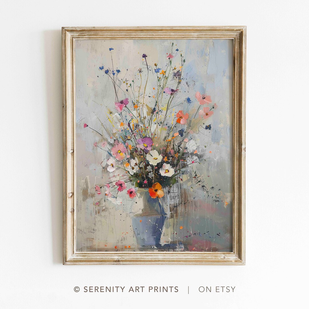 Vintage Wildflowers Impressionist Art Print: Spring Botanical ...