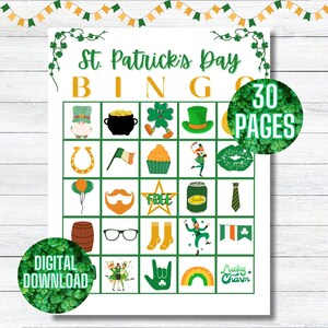 30 St. Patrick's Day Bingo Card Game Printable, St. Patty Board Game ...