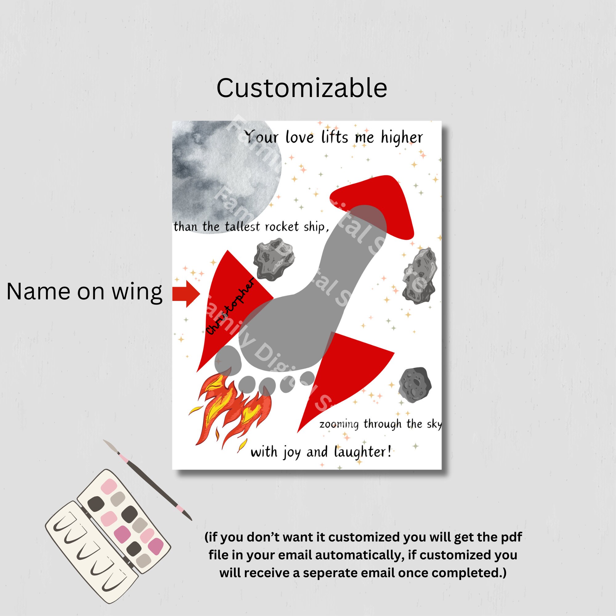 Rocket Ship Footprint Craft for Kids Printable Rocket Art for Father ...