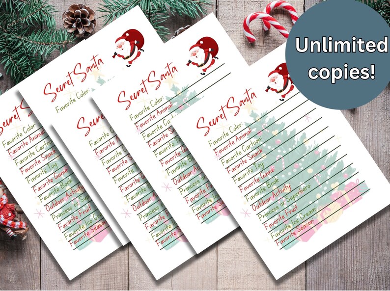 Kids Secret Santa Questionnaire Template White Elephant Gift Exchange ...