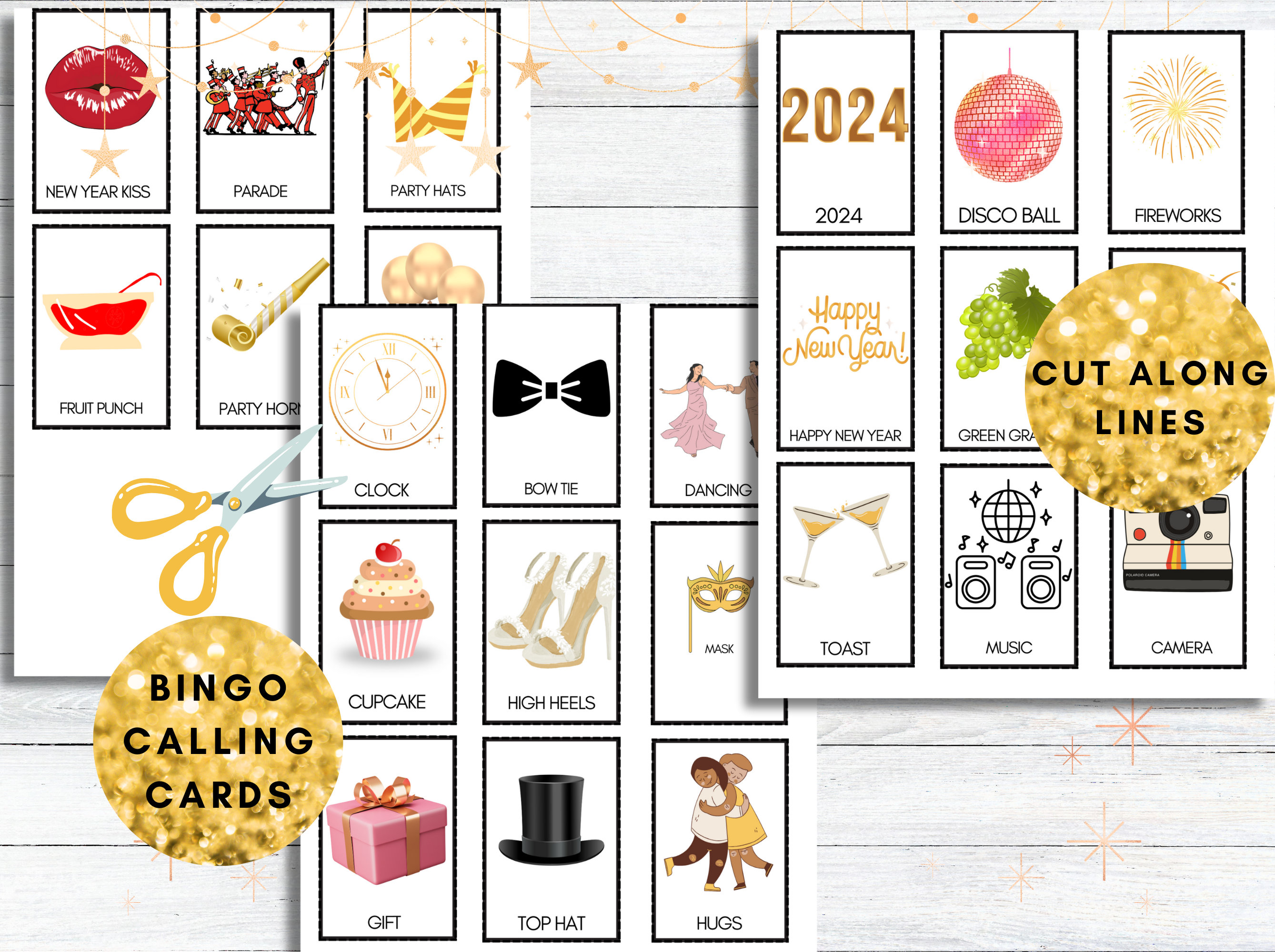 New Years Eve Bingo Cards Printable Bingo Party Game Bingo Cards for ...