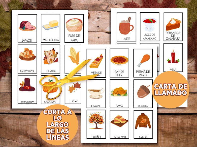 Spanish Thanksgiving Bingo Game, 40 Cards Printable - Etsy