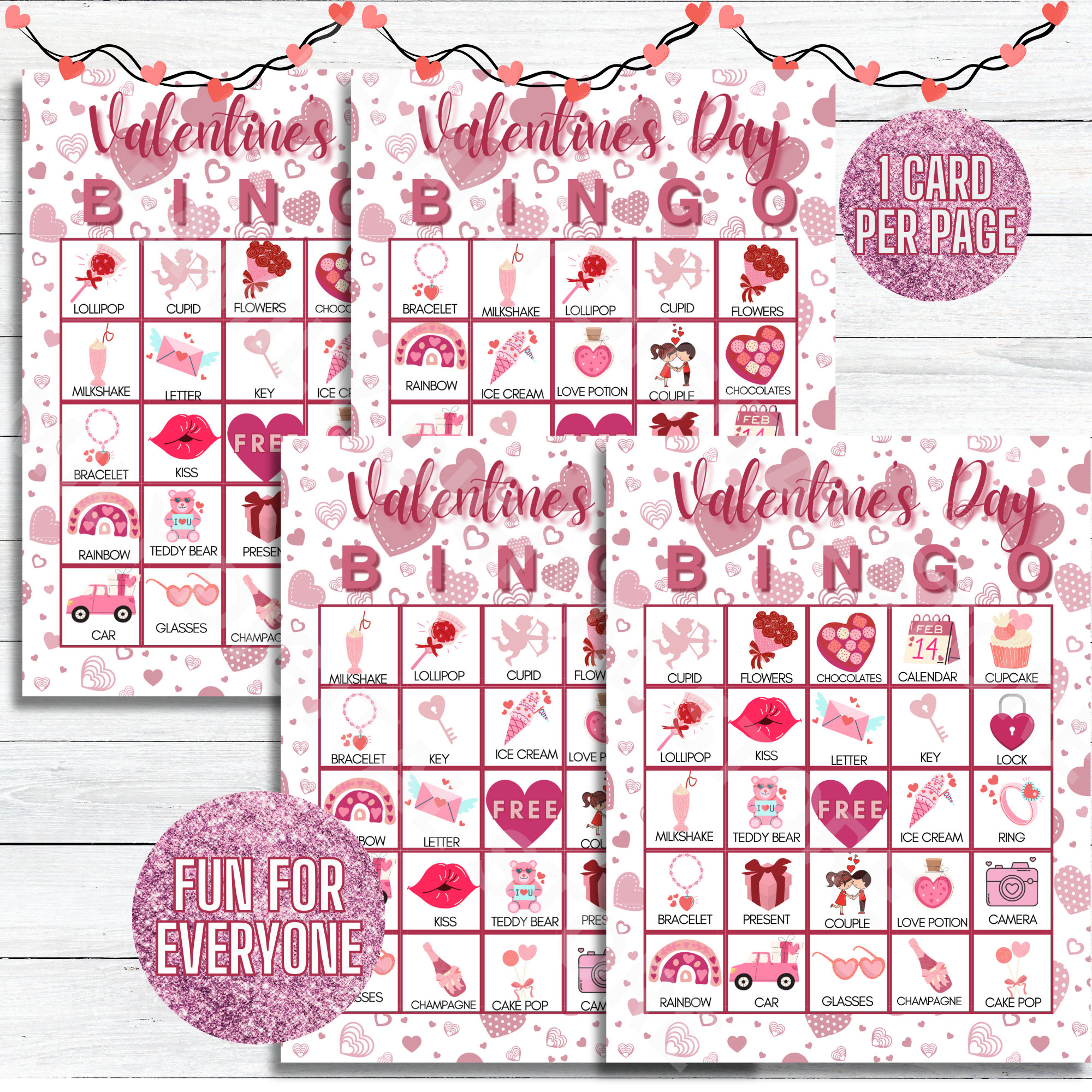 Bingo Cards Valentine Games Printable Game for Valentines Day Bingo ...