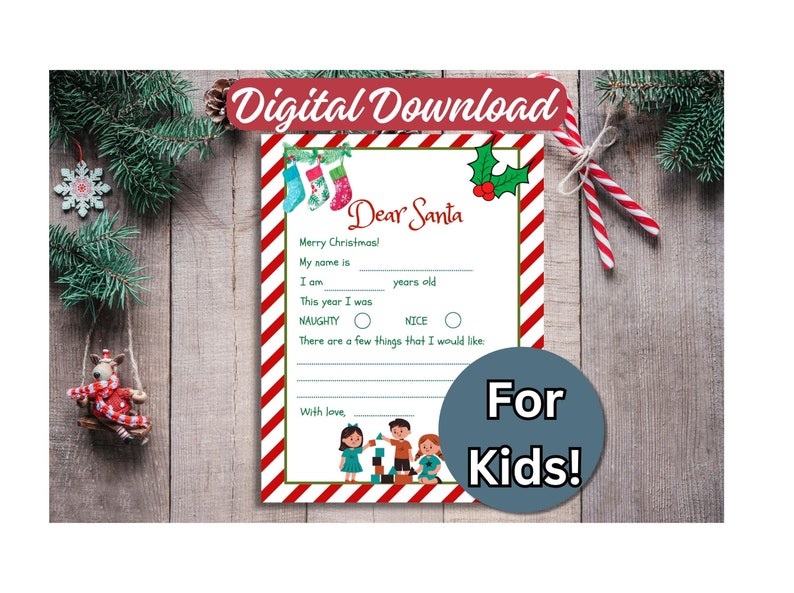 Dear Santa Letter Template | Printable Christmas Wish List Letter to ...