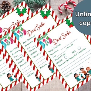 Dear Santa Letter Template | Printable Christmas Wish List Letter to ...