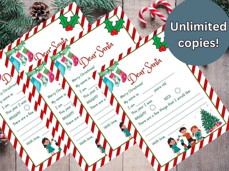 Dear Santa Letter Template | Printable Christmas Wish List Letter to ...