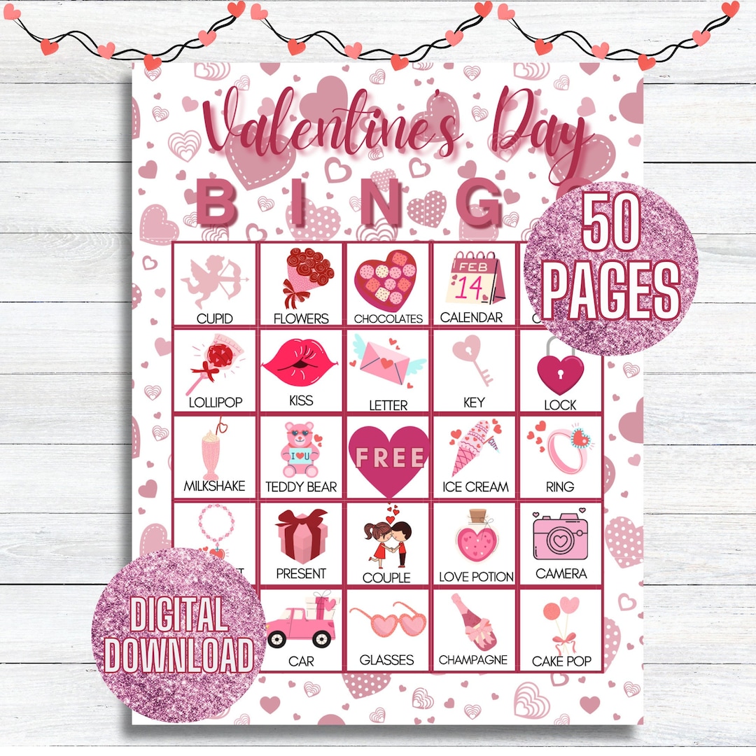 Bingo Cards Valentine Games Printable Game for Valentines Day Bingo ...