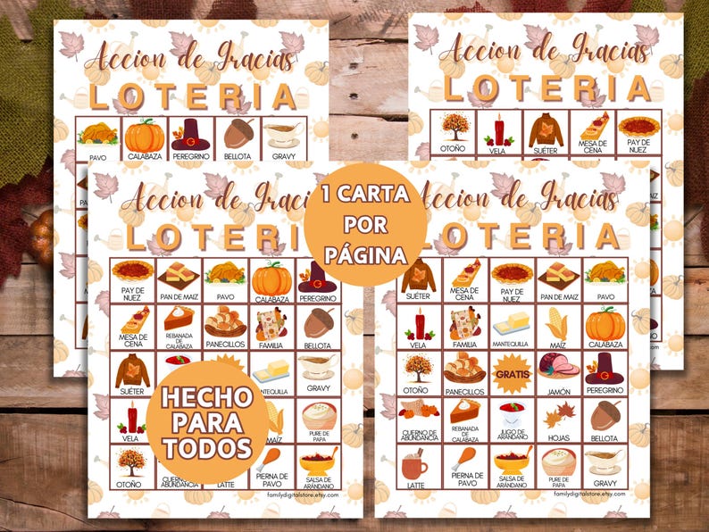 Spanish Thanksgiving Bingo Game, 40 Cards Printable - Etsy