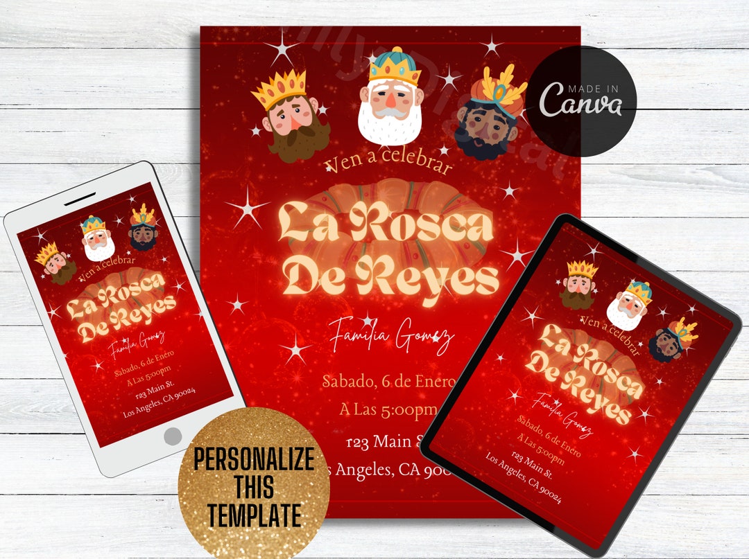 Reyes Magos Invitation Template, Three Kings Day Invitation Rosca De ...