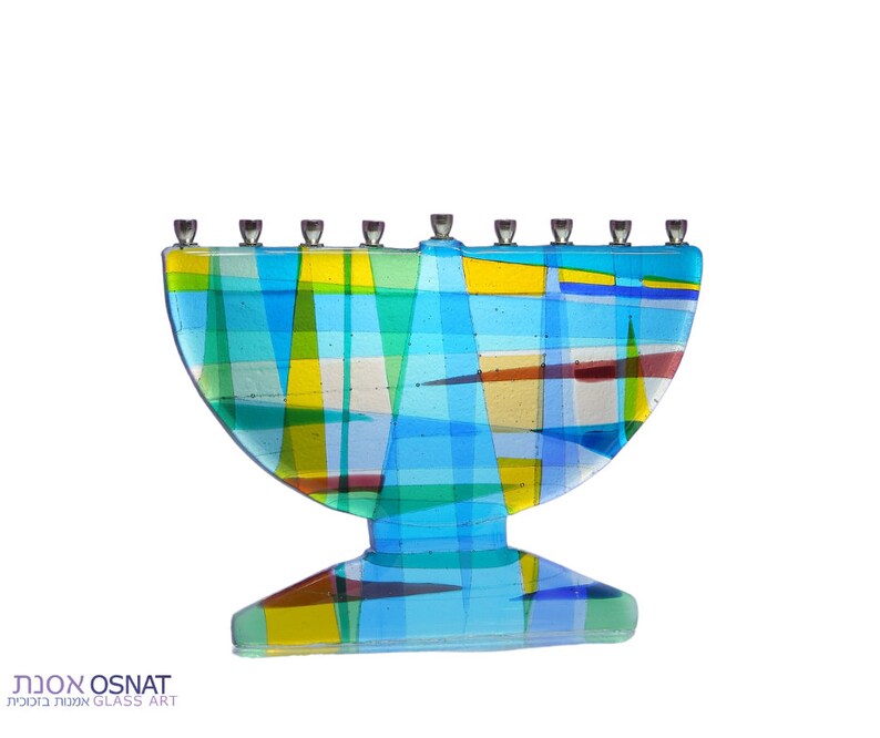 Geometric Menorah -fused Glass - Etsy