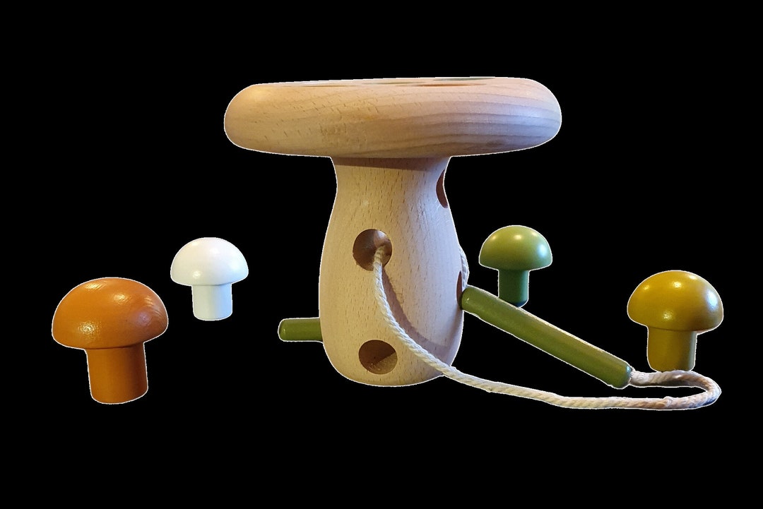 Montessori Threading and Shape Sorting Mushroom Activity Wooden Sensory ...