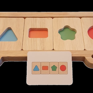 Wooden Geometric Bus Matching Set Montessori Educational Sensory ...